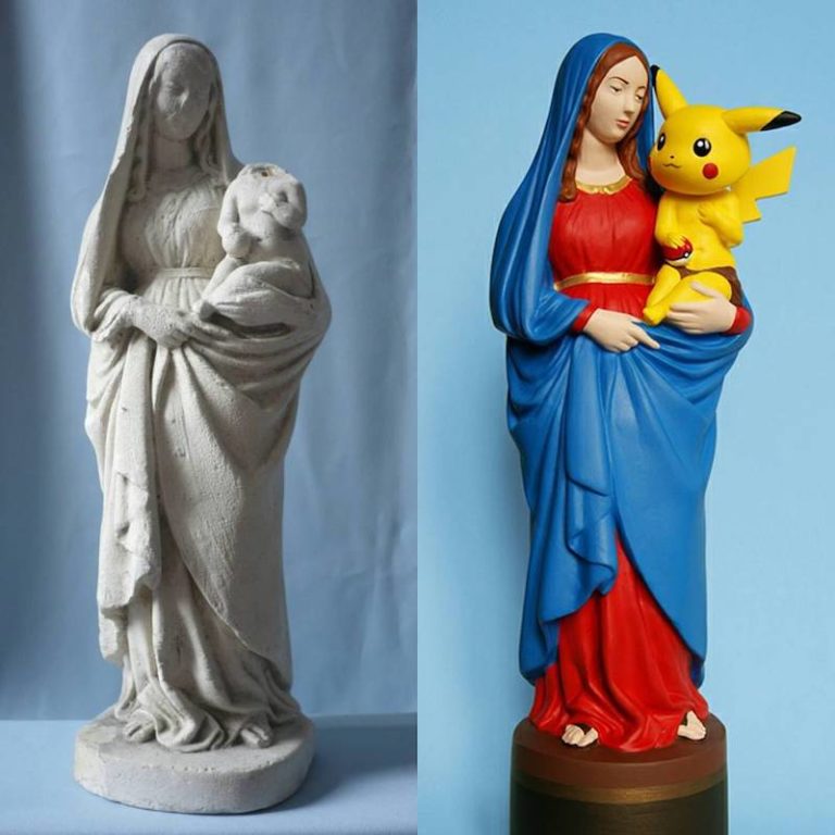 Elle transforme les statues de la Vierge Marie en personnages célèbres ...
