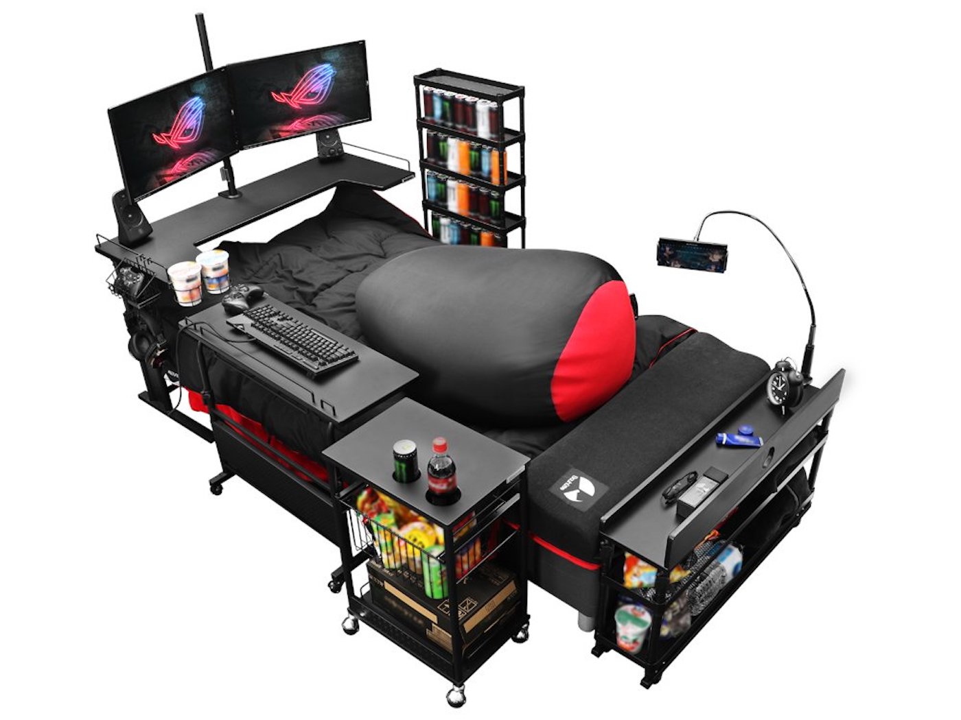 Un lit transformé en station de jeu ergonomique ultime pour les gamers ...