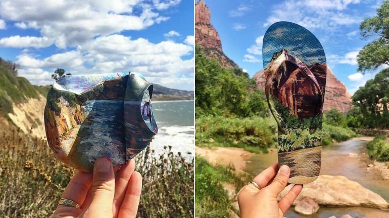 Cette artiste peint sur les déchets qu'elle ramasse dans la nature ...
