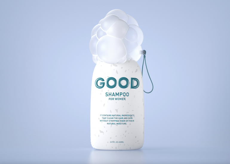 Un concept de packaging de shampooing qui donne l'illusion de mousser ...
