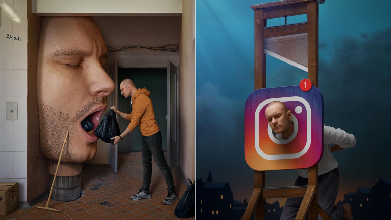 L'artiste Stas Novikov se met en scène dans des montages brillants et ...