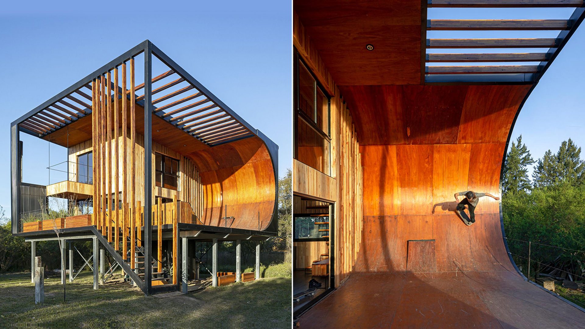 Cet architecte dévoile une maison avec une rampe de skate géante ...