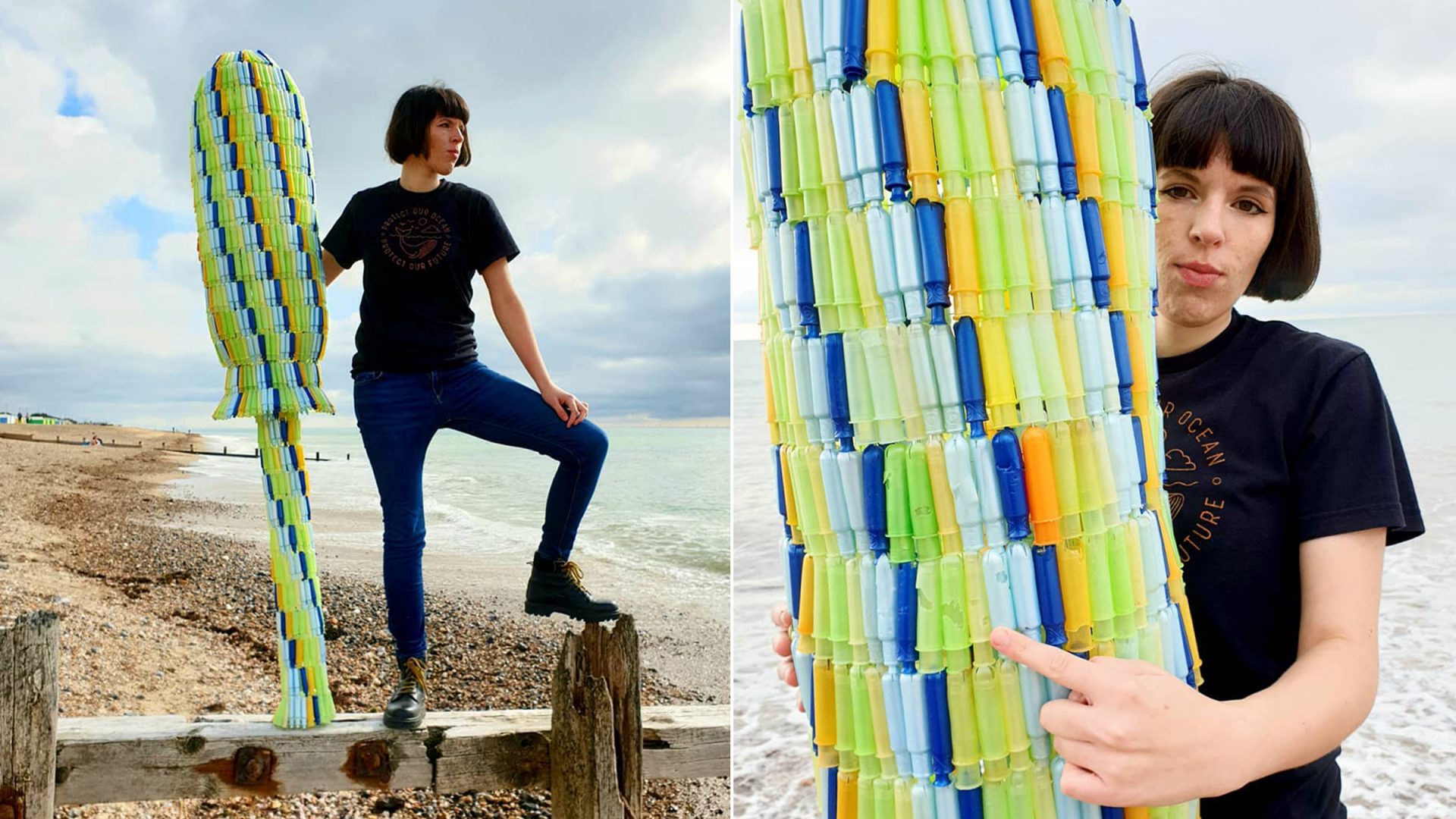 Elle crée un tampon géant pour lutter contre le plastique des ...