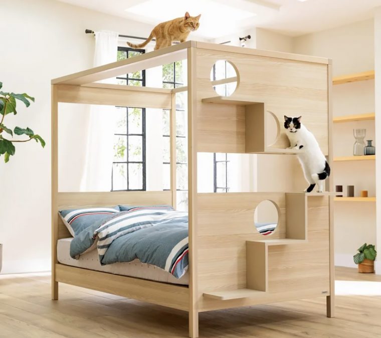 Un lit original dont la structure offre un terrain de jeux pour votre chat
