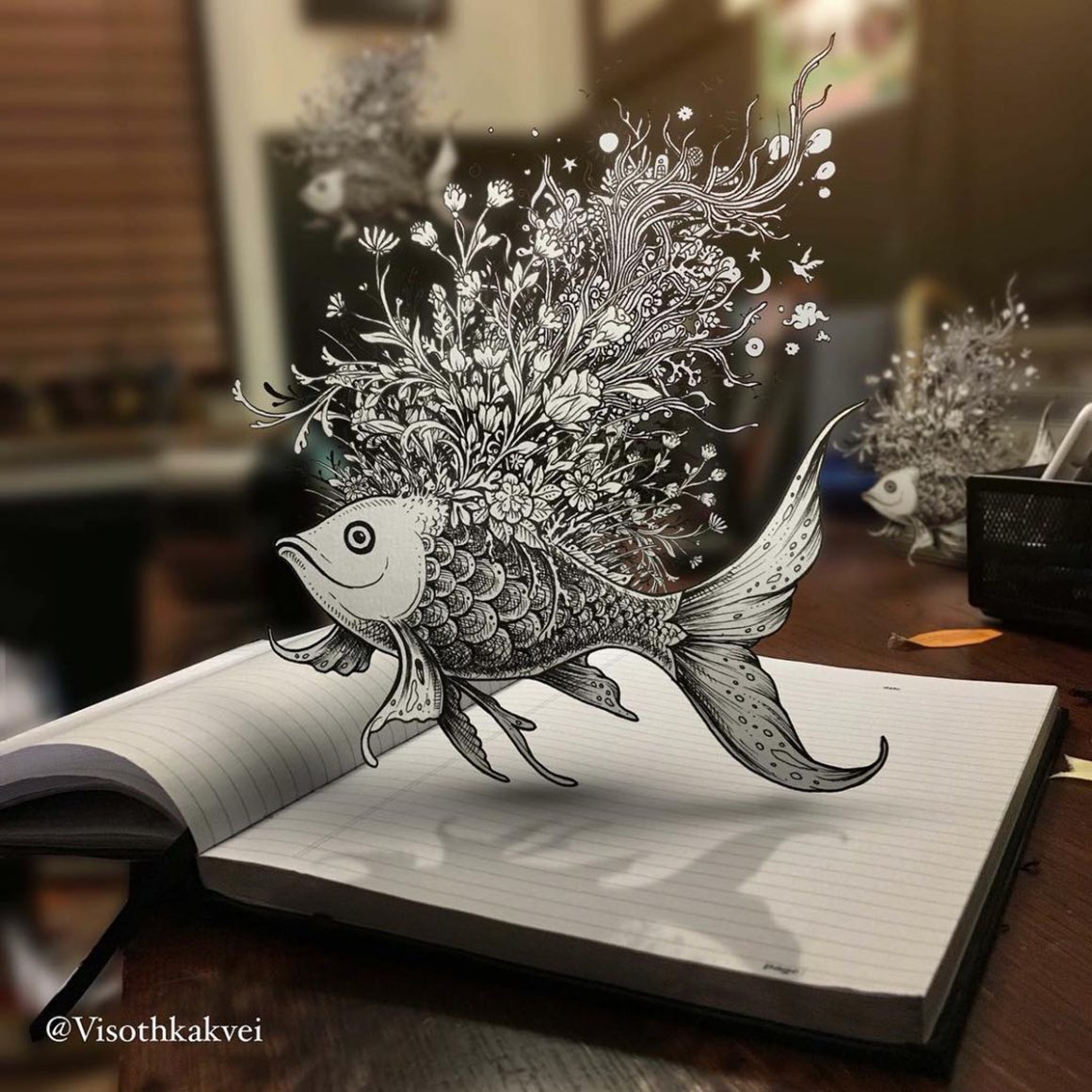 Les dessins 3D complexes et envoûtants de l’artiste Visoth Kakvei ...