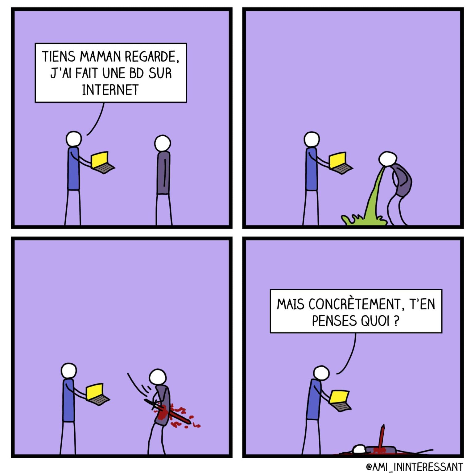 25 mini BD minimalistes à l’humour noir de l’illustrateur Ami Inintéressant