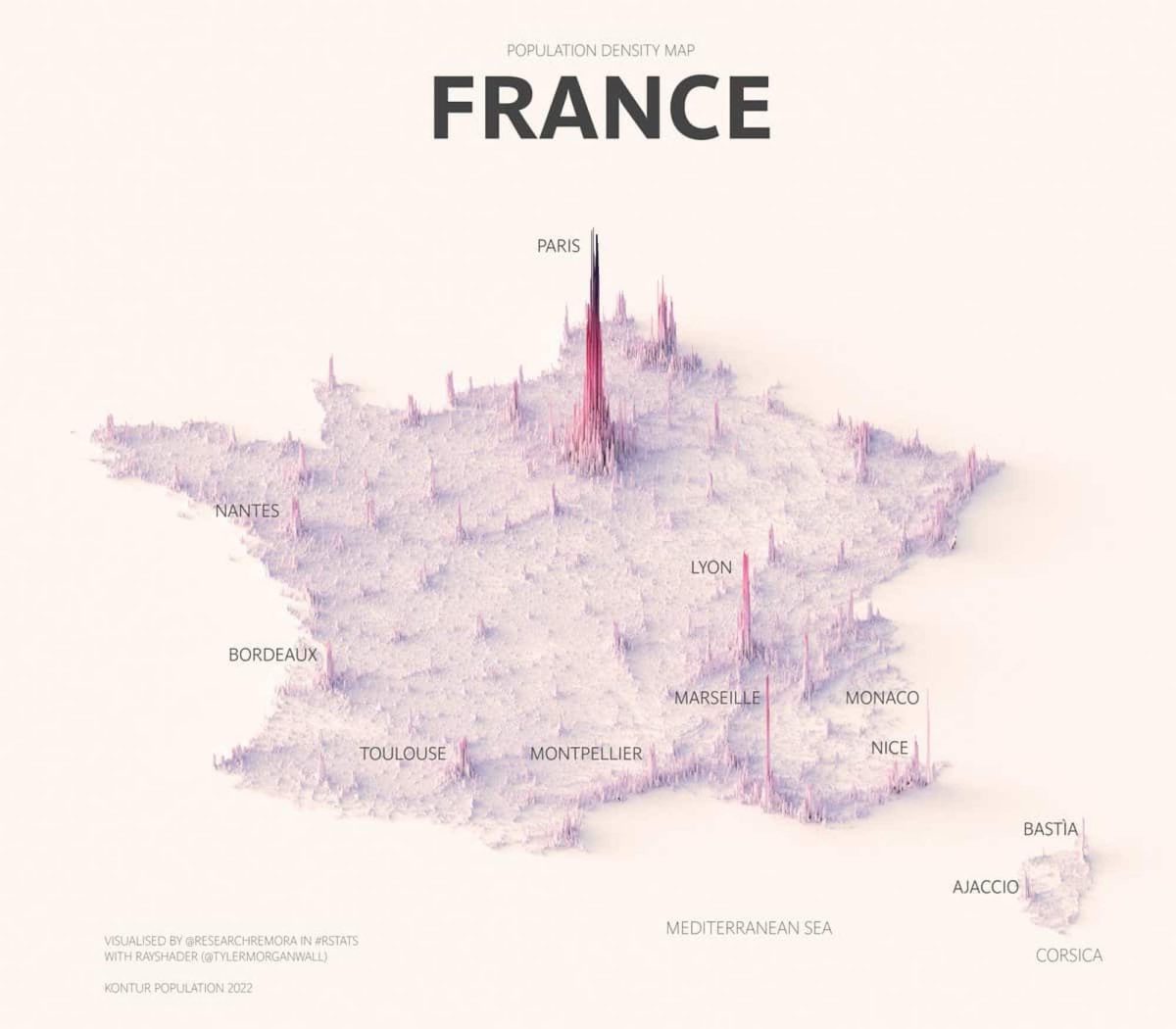 25 cartes qui illustrent la densité de population des pays de manière ...