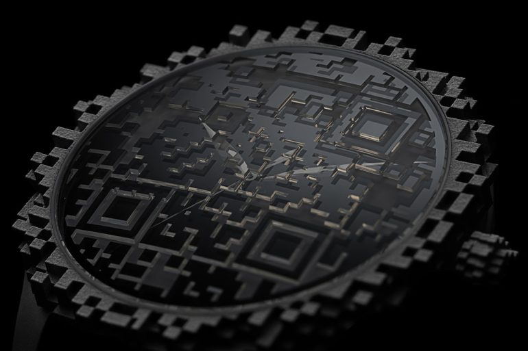 Cette montre entièrement pixelisée possède un QR Code unique gravé sur ...