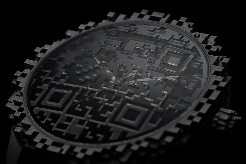 Cette montre entièrement pixelisée possède un QR Code unique gravé sur ...