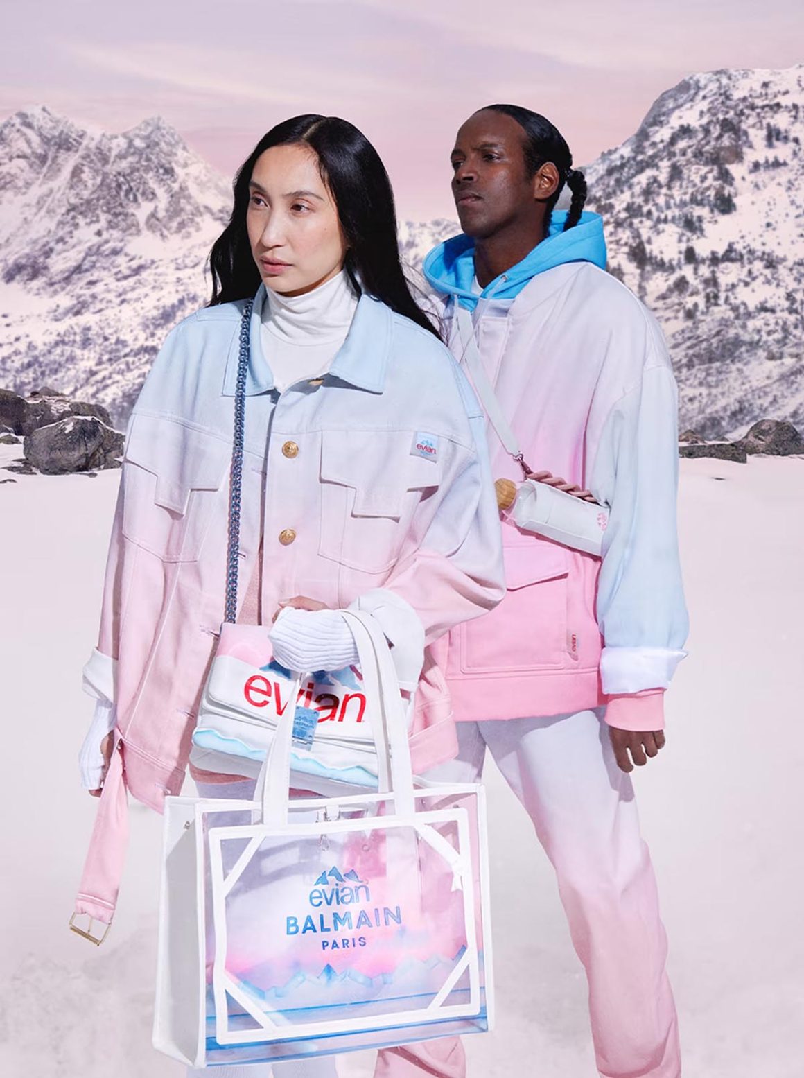 Balmain et Evian collaborent pour une collection de prêt-à-porter "durable"