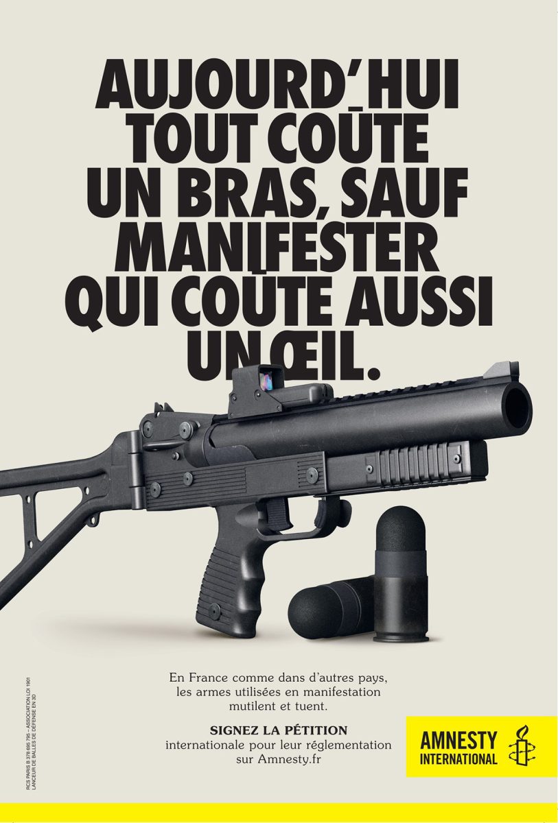 La campagne choc d’Amnesty contre les armes utilisées en manifestations ...