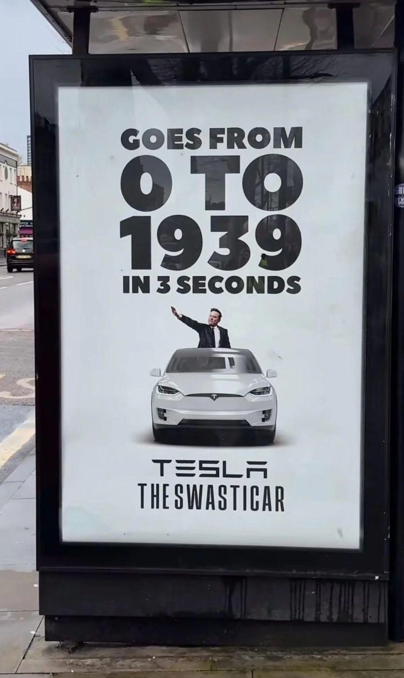 "De 0 à 1939 en 3 secondes" : cette fausse pub Tesla à Londres étrille ...