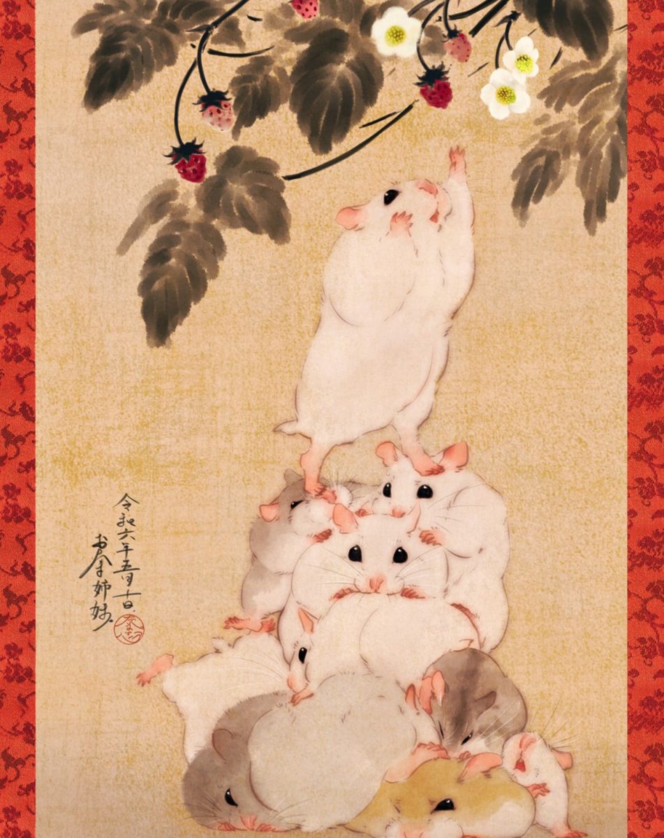 Elle revisite le nihonga, un art ancestral japonais, avec des hamsters ...