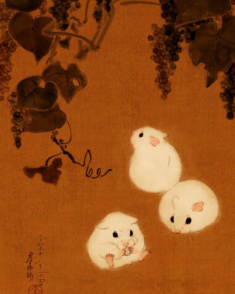 Elle revisite le nihonga, un art ancestral japonais, avec des hamsters ...