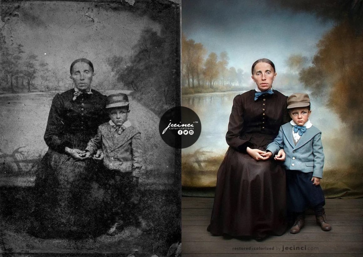 L'artiste Jecinci redonne vie aux photos en noir et blanc grâce à la ...