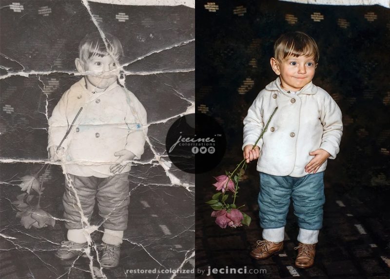 L'artiste Jecinci redonne vie aux photos en noir et blanc grâce à la ...