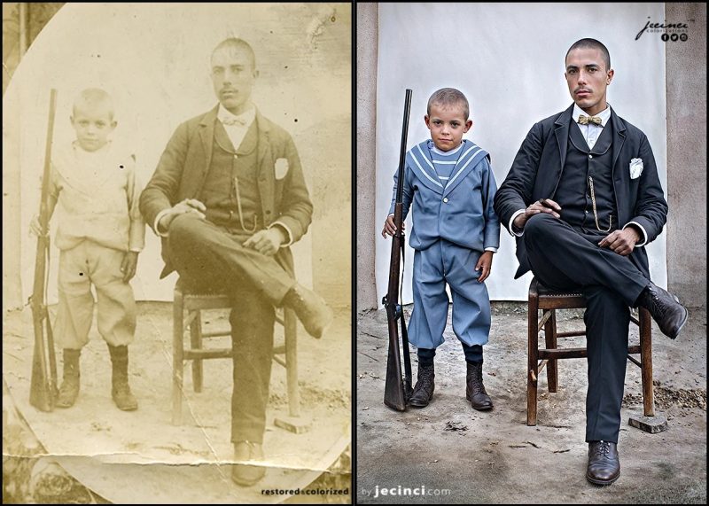 L'artiste Jecinci redonne vie aux photos en noir et blanc grâce à la ...